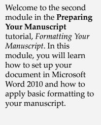 Formatting Your Manuscript